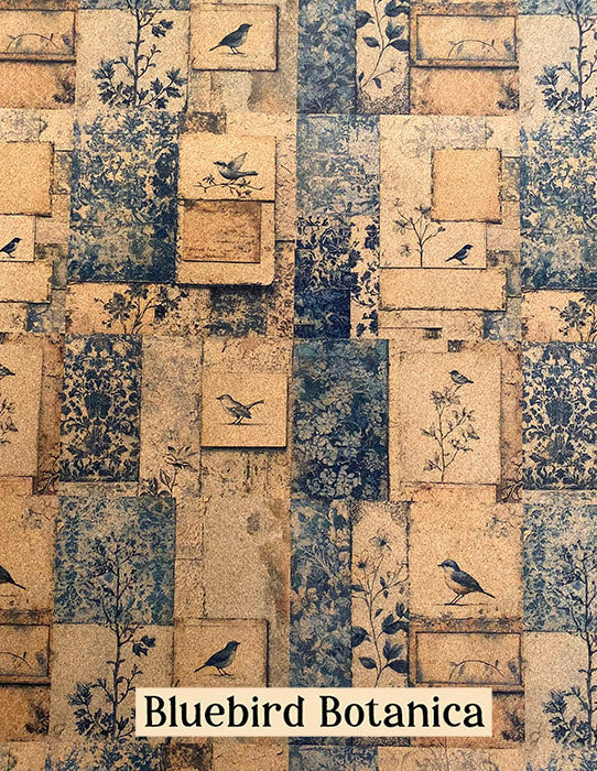 Adhesive Cork Fabric - BLUEBIRD BOTANICA – Rustic Farmhouse Charm