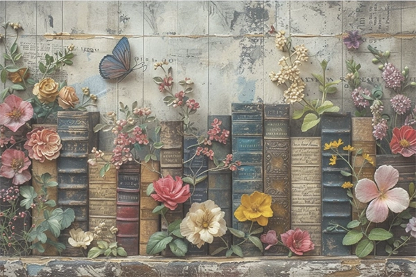 Decoupage Tissue Paper - Vintage Floral Books (50.8cm x 76.2cm ...