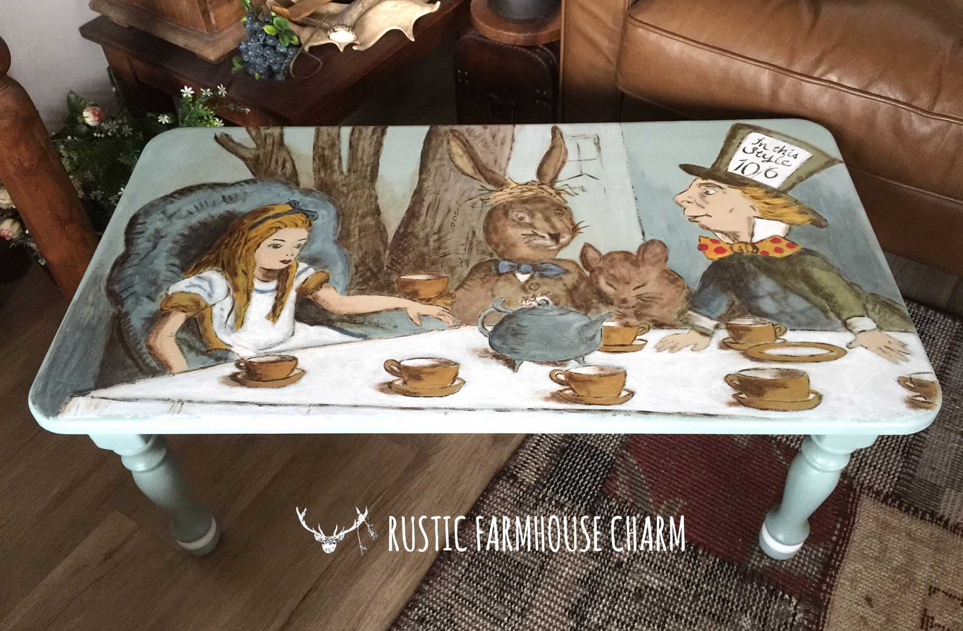 "Alice in Wonderland" Coffee Table – Rustic Farmhouse Charm