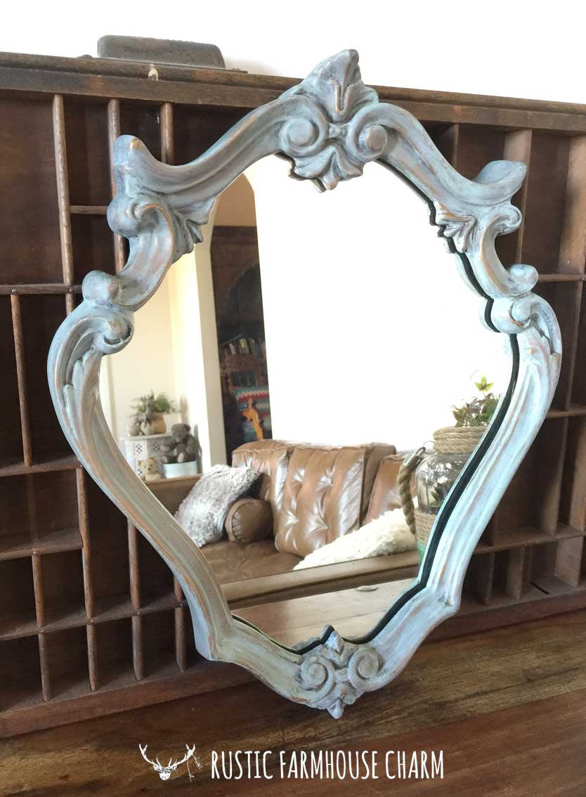 Painted Rustic Farmhouse Mirror Farmhouse Corner Bracket Thin Frame