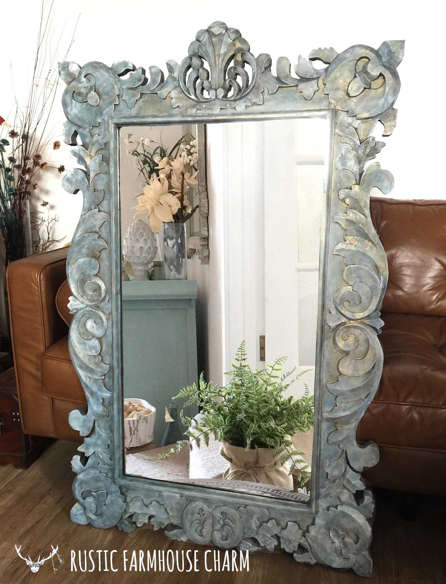 XL Ethereal Stone Ornate Mirror – Rustic Farmhouse Charm